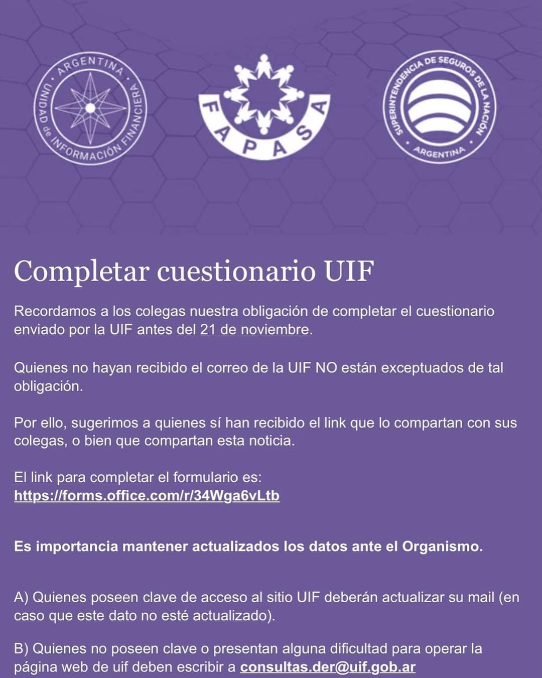 Completar el cuestionario UIF — ATPAS | Asociación Tucumana de ...
